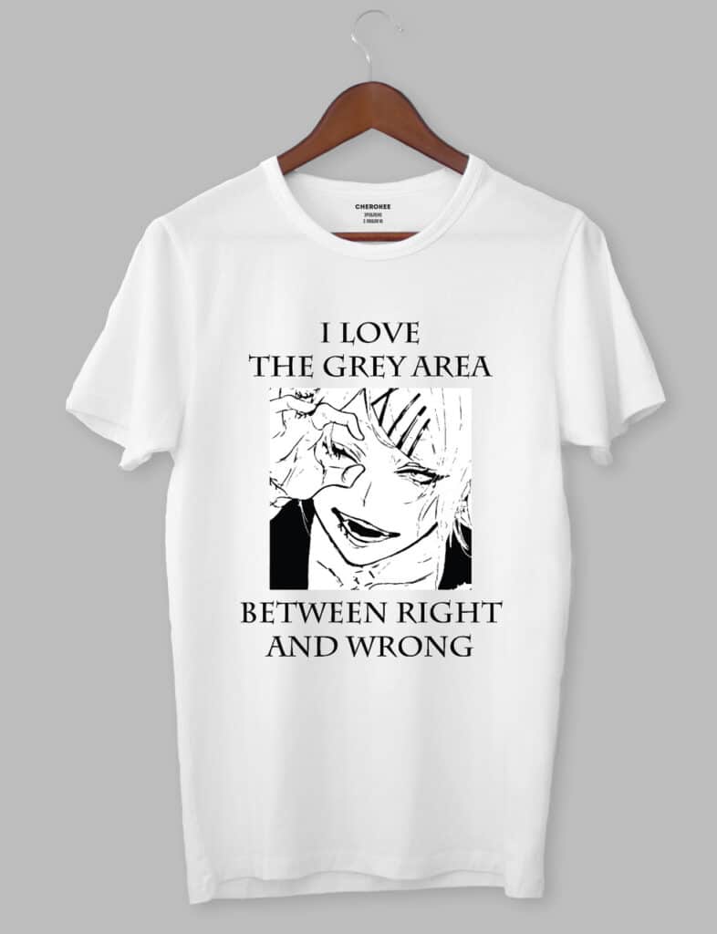 Футболка аніме “I LOVE THE GREY AREA | BETWEEN RIGHT AND WRONG ...